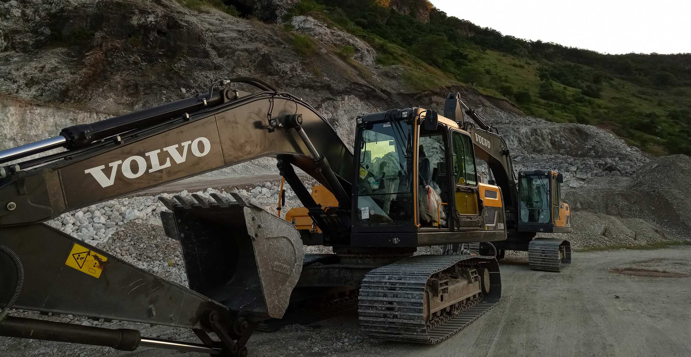 Volvo CE EC210D powering up East Java quarry in Indonesia